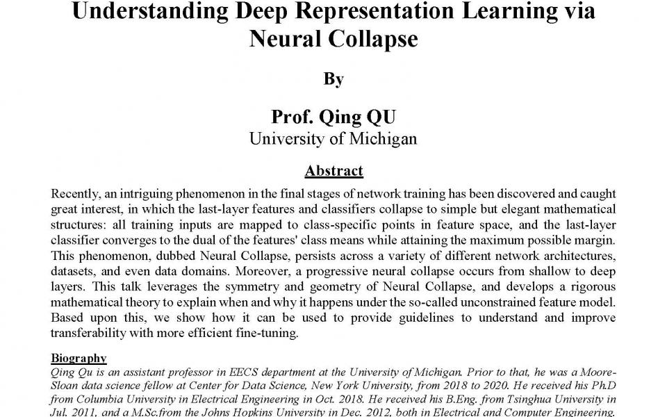 Department of Mathematics - Seminar on Applied Mathematics - Understanding Deep Representation ...